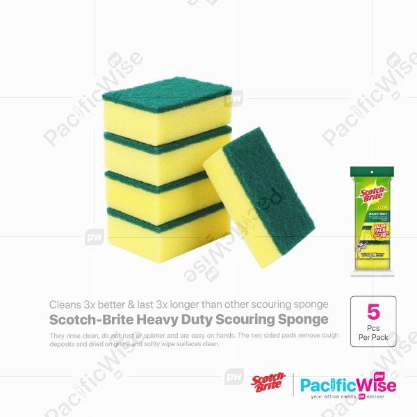 Scotch-Brite Heavy Duty Scouring Sponge (1 x 5pcs)
