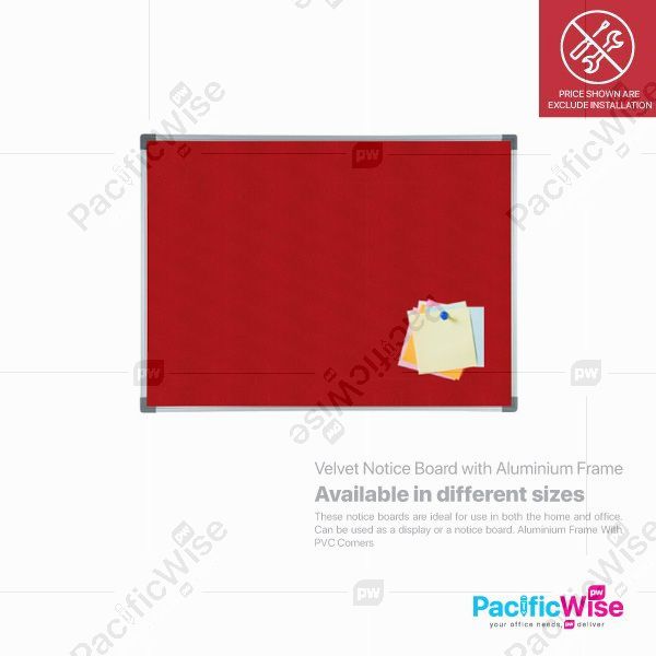Velvet Notice Board with Aluminium Frame