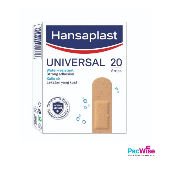 Hansaplast Universal Water Resistant Plasters 20 Strips | Strong Adhesion & Waterproof Protection
