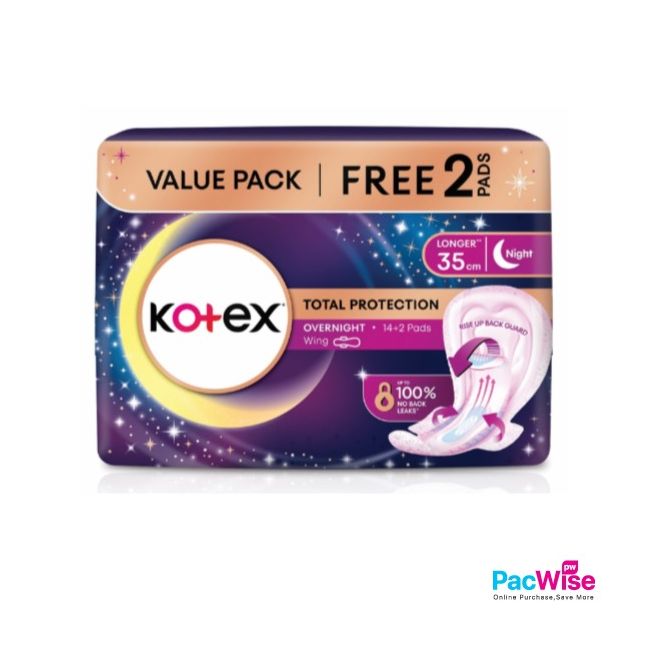 Kotex Overnight Wing Extra Long Proactive Guard 35cm 14 Pads + 2 FREE ...