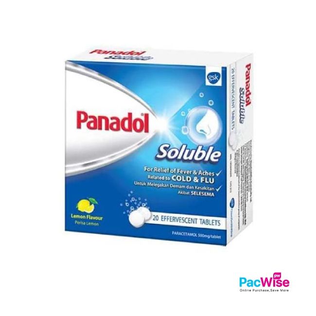Panadol Soluble Lemon 500mg 20 Tablets – Fast Relief for Fever, Cold ...