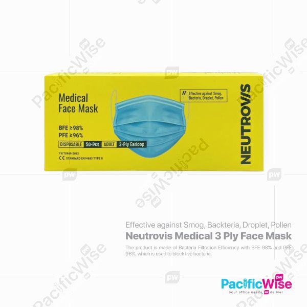 Neutrovis Medical 3 Ply Face Mask (50's)